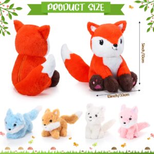 HyDren 5 Pcs Fox Plush Toy Set 14 Inch Mommy Fox Stuffed Animal with 4 Cute Plush Baby Foxes in Tummy Soft Cuddly Fox Plushies for Baby Shower Birthday Gifts Woodland Party Decor Favors