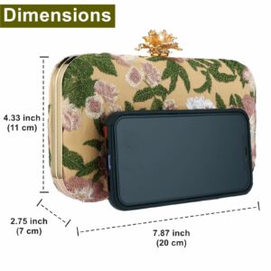 Clutch Purse Women Floral Embroidery Evening Bag Elegant Crossbody Bag Handbags for Wedding Cocktail Party Prom Banquet (Dark Yellow)