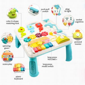 BAYMI Busy Board Activity Table Baby Musical Toy with Lights and Melodies, Great Toddler Toy Gift for 1 2 3 Year Old Boys & Girls (Classic Stem Version)