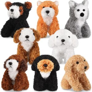 sumind 8 pieces plush dogs 5 inch stuffed animals bulk assorted cute stuffed dogs small animal plush toys for girls boys graduation halloween school classroom party supplies favors(squatting dog)