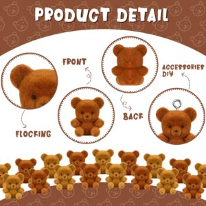 18 Pcs Valentine's Day Miniature Flocked Plush Mini Bears Stuffed Bear Decorations for Birthday Cake Wedding Decorations Bear Party Favor Bag Charm DIY Valentine's Day Decoration Supplies, 1 Inch