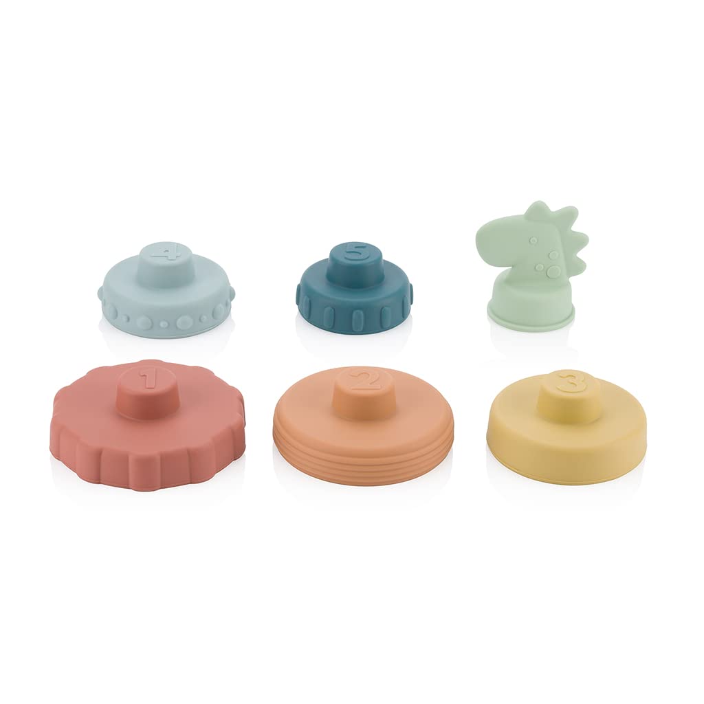 Itzy Ritzy - Itzy Stacker Silicone Stacking & Teething Toy - Baby Stacking Rings for Babies 3 Months & Up (Dinosaur)