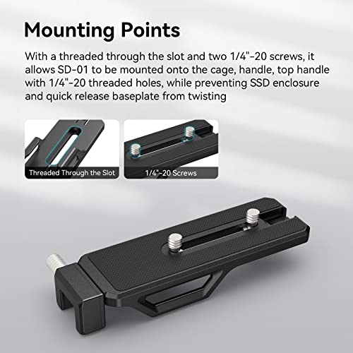 SMALLRIG Quick Release Baseplate for M.2 SSD Enclosure with Quick Drop-in Locking Design and Two 1/4"-20 Screws - 3478