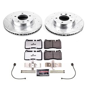 Power Stop K8821-26 Front Z26 Street Warrior Brake Pad and Rotor Kit and 2 Front Sensor Wires For Volkswagen Touareg 2011-2017 [Model Specific]