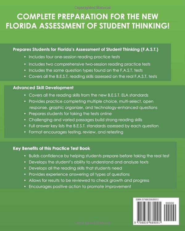 FLORIDA TEST PREP Ultimate Practice Test Book F.A.S.T. Reading Grade 3: Covers the New B.E.S.T. Standards