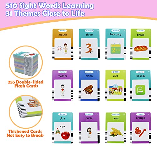 MAYAPHILOS 510 Words Alphabet Talking Flash Cards for 3-8 Years Toddlers, Educational Learning Interactive Toy for Boys Girls Kids Birthday Gifts, Preschool Montessori Speech Therapy Autism Toys Pink