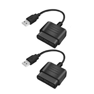 finera 2 pack usb 2.0 games controller adapter converter cable, compatible with ps1 ps2 dual shock 2 joypad gamepad to ps3 pc game