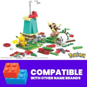 MEGA Pokémon Building Toys Set, Countryside Windmill with 240 Pieces, Motion and 3 Poseable Action Figures, for Kids