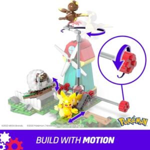 MEGA Pokémon Building Toys Set, Countryside Windmill with 240 Pieces, Motion and 3 Poseable Action Figures, for Kids