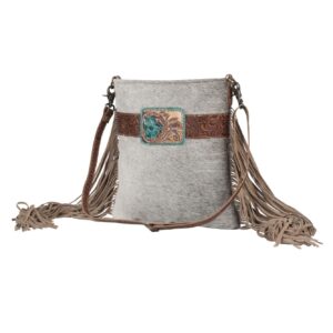 Myra Bag Gray Slate Hand-Tooled Bag S-4336