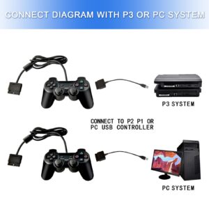 Finera 2 Pack USB 2.0 Games Controller Adapter Converter Cable, Compatible with PS1 PS2 Dual Shock 2 Joypad Gamepad to PS3 PC Game