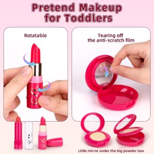 Pretend Makeup for Toddlers - BTEC Fake Makeup Set for Kids,Play Makeup Kit for Little Girls Age 2 3 4 5 6,Kids Makeup Kit for Girl with Princess Purse (24 Pack)