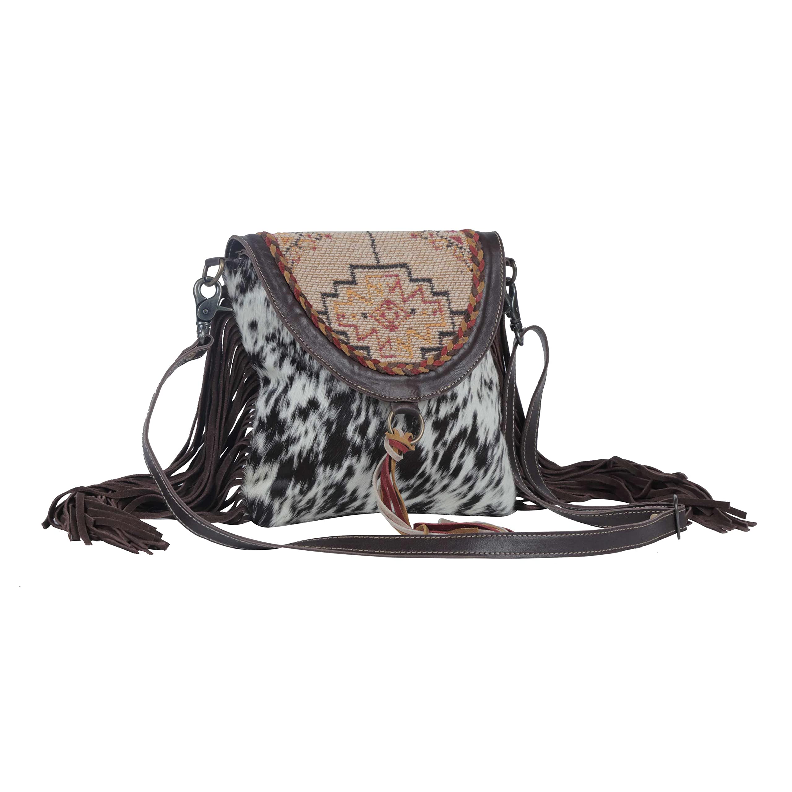 Myra Bag Monochromatic Speckles Leather & Hairon Bag S-3808