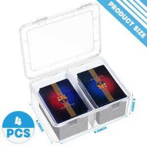 300 Card Storage Box Compatible with MTG TCG Clear Plastic Trading Card Storage Box with Removable Divider Hard Trading Deck Card Box for Baseball Football Game Card Organizer Collector (4 Pcs)