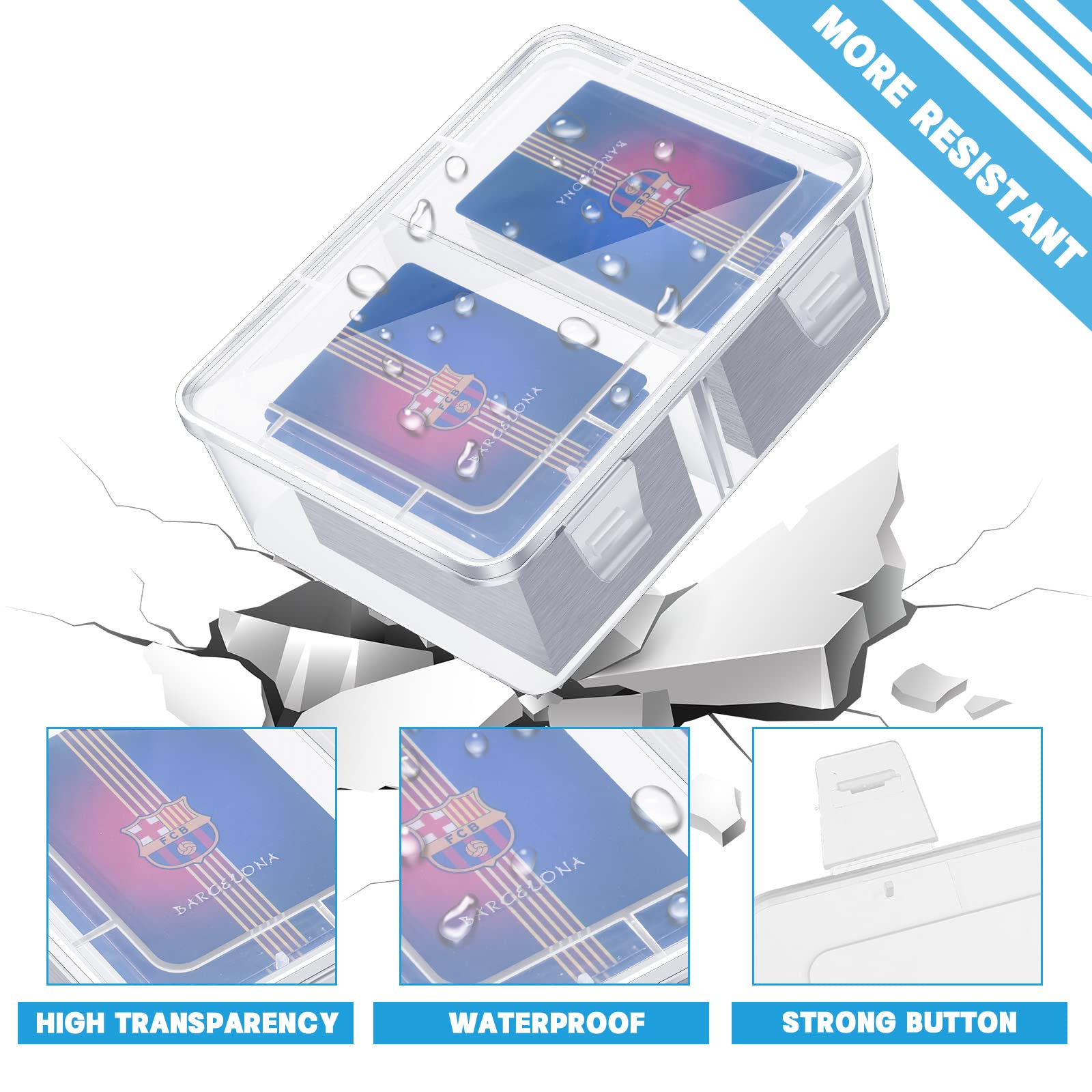 300 Card Storage Box Compatible with MTG TCG Clear Plastic Trading Card Storage Box with Removable Divider Hard Trading Deck Card Box for Baseball Football Game Card Organizer Collector (4 Pcs)