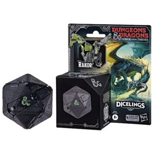 dungeons & dragons honor among thieves d&d dicelings black dragon rakor collectible d&d monster dice converting giant d20 action figures role playing dice (f5212)