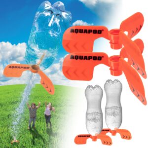 aquapod screw on curved water rocket fins (2 pk)- compatible with any 2 liter bottles - makes bottle spiral in air & helicopter to ground - fun outdoor science toy - accessory to water rocket launcher