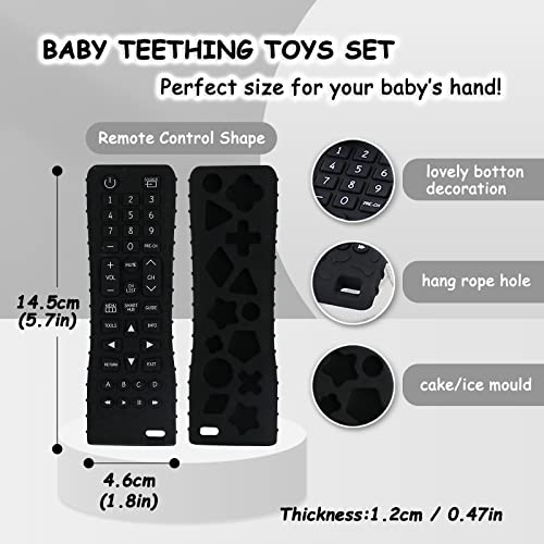 Yoolane Baby Teething Toys 2 Piece Teethers for Babies 3-24 Months Remote Control Silicone Teether for Toddler Infant Boys and Girls Freezer BPA Free Chew Toy Soothe Babies Teething Relief Sore Gums