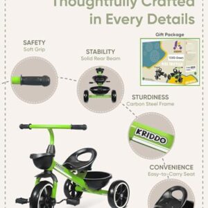 KRIDDO Tricycles Age 24 Month to 4 Years, Toddler Kids Trike for 2.5 to 5 Year Old, Gift for 2-4 Year Olds , Green