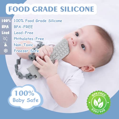 Yoolane Baby Teething Toys 2 Piece Teethers for Babies 3-24 Months Remote Control Silicone Teether for Toddler Infant Boys and Girls Freezer BPA Free Chew Toy Soothe Babies Teething Relief Sore Gums