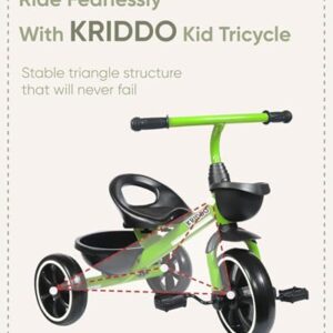 KRIDDO Tricycles Age 24 Month to 4 Years, Toddler Kids Trike for 2.5 to 5 Year Old, Gift for 2-4 Year Olds , Green