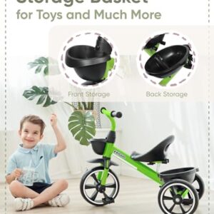 KRIDDO Tricycles Age 24 Month to 4 Years, Toddler Kids Trike for 2.5 to 5 Year Old, Gift for 2-4 Year Olds , Green