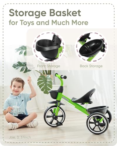 KRIDDO Tricycles Age 24 Month to 4 Years, Toddler Kids Trike for 2.5 to 5 Year Old, Gift for 2-4 Year Olds , Green