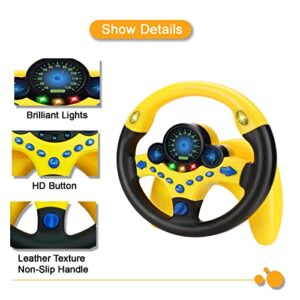 RedCrab Steering Wheel Car Driving Simulated Toy with Light and Music for Kids, Pretend Driving Seat Toys,Baby Electric Early Learning Educational Toys for Boys and Girls(Orange)