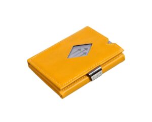 exentri leather trifold wallet - rfid blocking w/stainless steel locking clip