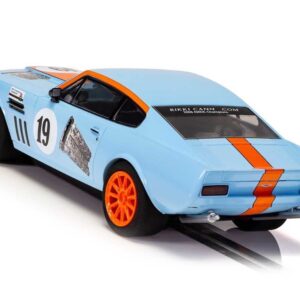 Scalextric Aston Martin V8 Gulf #19 Rikki Cann Racing 1:32 Slot Race Car C4209, Light Blue & Orange