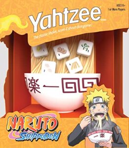 yahtzee: naruto shippuden | collectible ramen bowl dice cup | classic family dice game based on anime show | great for family game night | officially-licensed naruto game & merchandise