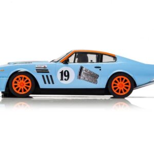 Scalextric Aston Martin V8 Gulf #19 Rikki Cann Racing 1:32 Slot Race Car C4209, Light Blue & Orange