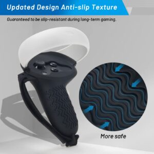 Controller Grips Cover for Oculus/Meta Quest 2, Pletpet Anti-Throw Handle Cover with Adjustable Straps for Oculus Quest 2 Accessories Black Silicone Soft Handle Protective Sleeve (FOR Oculus Quest 2)