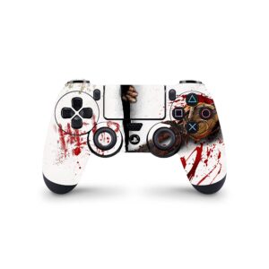 ZOOMHITSKINS Compatible with PS4 Controller Skin, Horror Blood White Red Zombie, Durable, Vinyl, Made in The USA