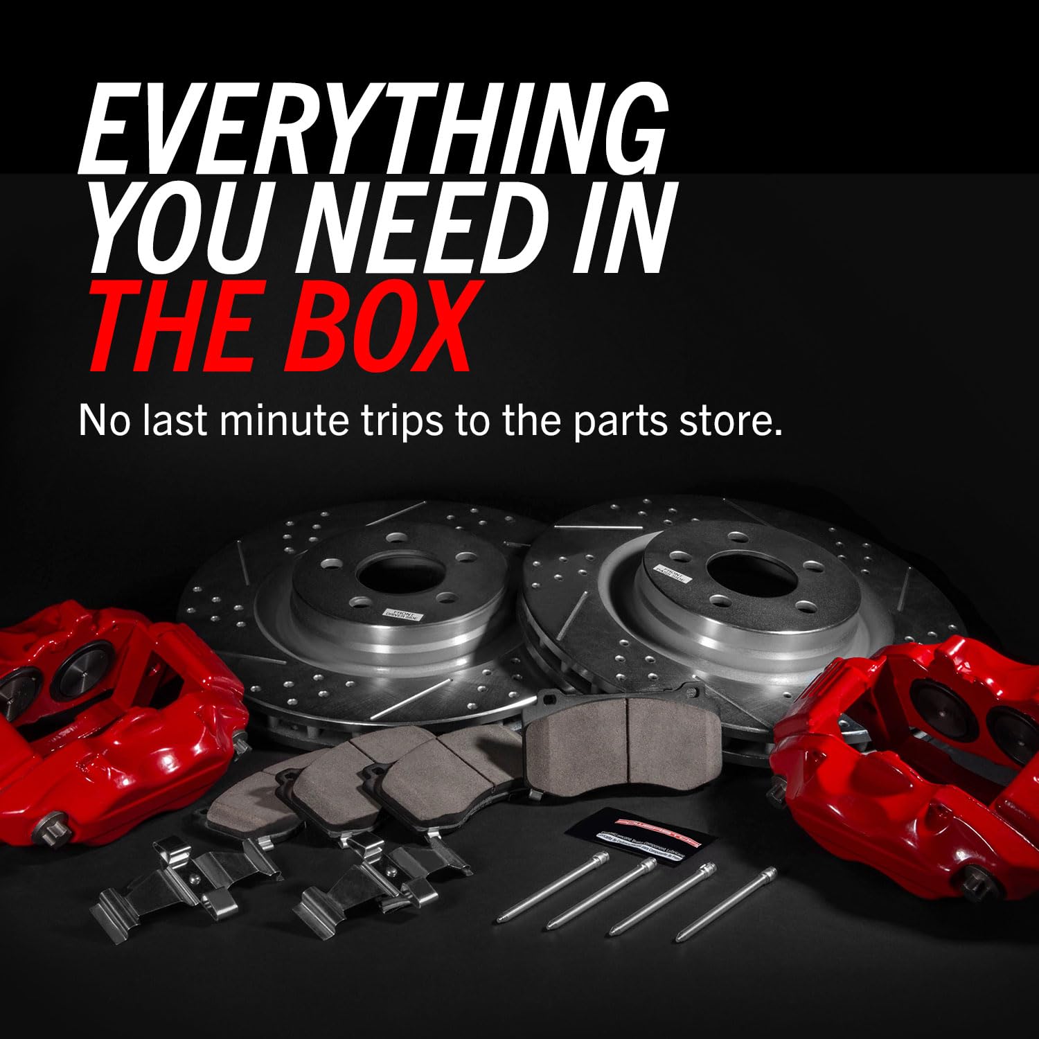 Power Stop KC7283 Front and Rear Z23 Daily Driver Brake Pad and Rotor Kit with Red Powder Coated Calipers