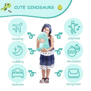 AudeRhine 11.8" Soft Dinosaur Plush Figure, Cute Fat Dino Toy Doll, Squishy Stuffed Animal for Anxiety Relief, Kids Birthday Gift (Blue)