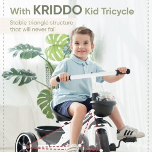 KRIDDO Kids Tricycles for 2-4 Year Olds, Toddler Trike Gift for 24 Months to 4 Years, White