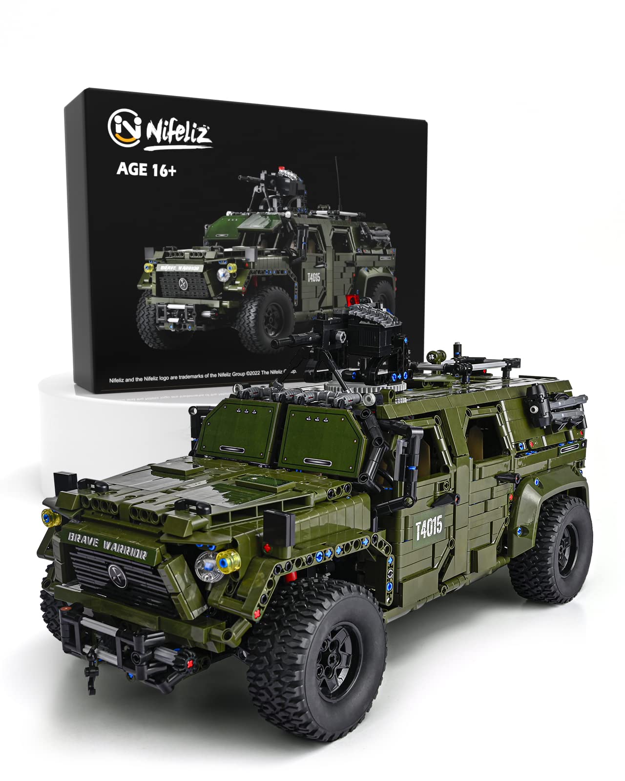 Nifeliz Warrior Military Car Building Kit, Collectible Building Army Model Truck, Military Toys for Men and Adults (3,175 Pieces)