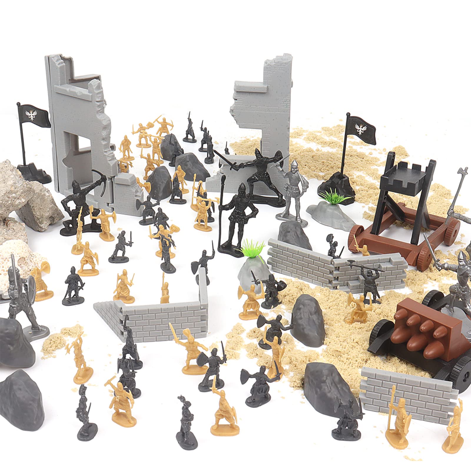 OTONOPI Toy Soldiers Medieval Plastic Knight Action Figure Castle Playset Classic Army Men Military Toys Mini Ancient Soldiers Warriors 250PCS with Carrying Bags