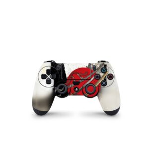 zoomhitskins compatible with ps4 controller skin, samurai katana japan anime red white sword, durable, vinyl, made in the usa