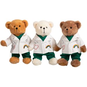 HollyHOME Doctor Bear Stuffed Animal Plush Teddy Bear in Scrubs and White Coat Gifts for Doctors Students and Kids 16 inches,Chocolate Brown