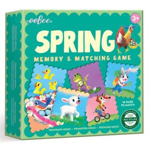 eeboo: spring memory matching game, 18 pairs to memorize and match, encourages recognition, concentration and memory skills, for ages 3 and up