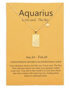 tgolm 14k gold plated aquarius necklace star tarot card constellation jewelry birthday gift for women