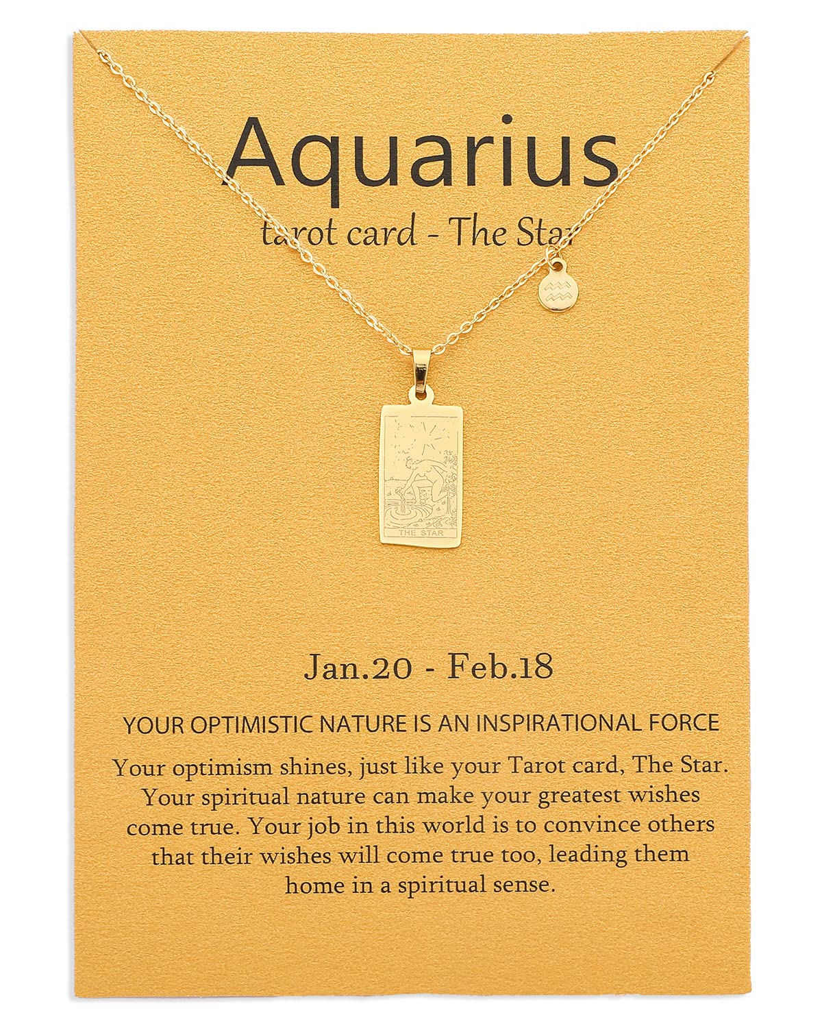 TGOLM 14k Gold Plated Aquarius Necklace Star Tarot Card Constellation Jewelry Birthday Gift for Women