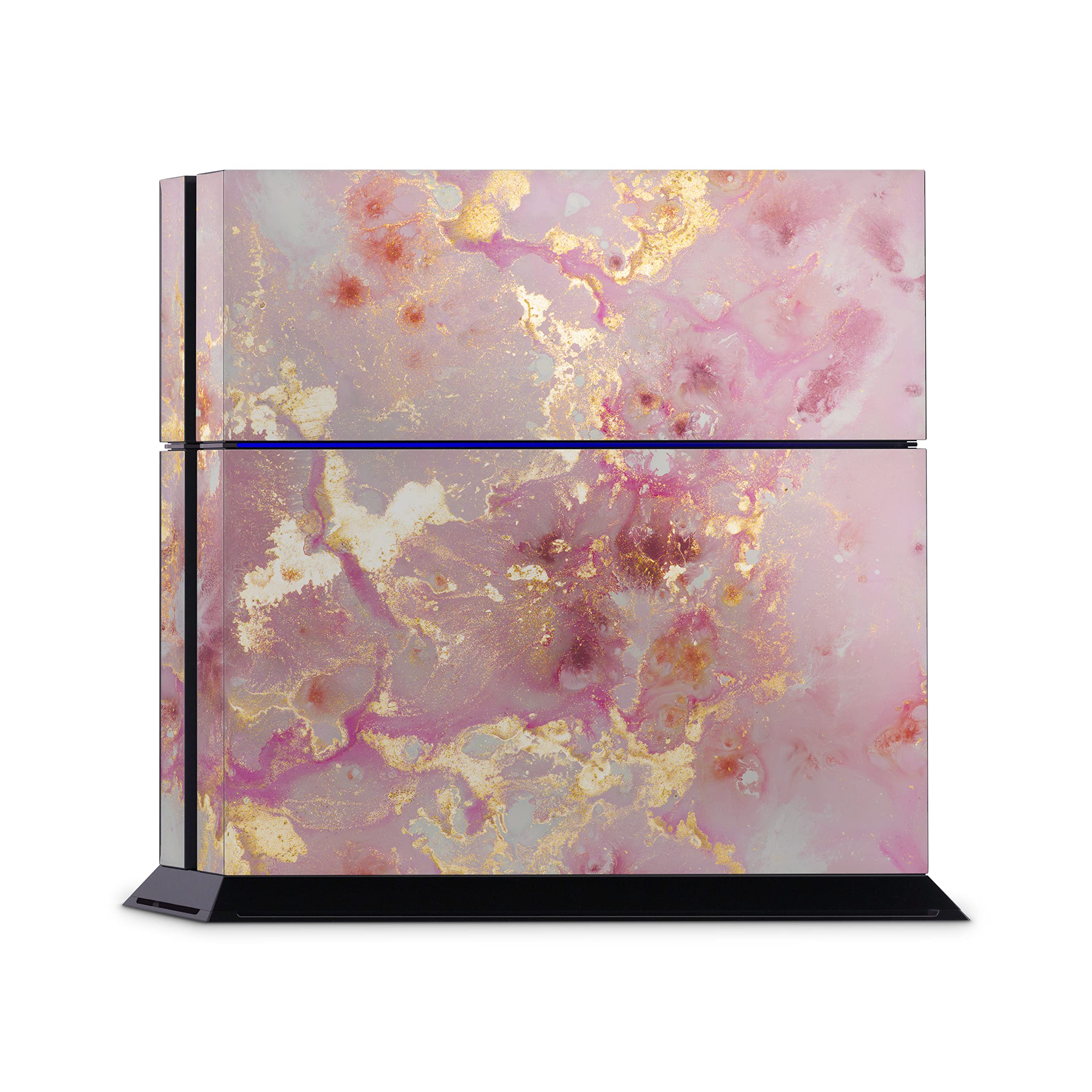 ZOOMHITSKINS Compatible with PS4 Skin, Compatible for Playstation 4, Marble Pink White Golden Planet Surface Gem Granit Agate, 1 PS4 Console Skin, Easy to Install, 3M Vinyl Decal, Made in The USA