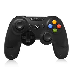 wireless gaming controller, dual-vibration joystick gamepad game controller for ps3, pc, android, laptop computer, switch (with phone holder) (black)