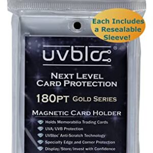 UVBLOC One Touch Card Holder 180pt (5 Pack) Magnetic Baseball Jersey Patch Protectors Sleeves Cases for Trading Sports Cards