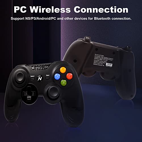 Wireless Gaming Controller, Dual-Vibration Joystick Gamepad Game Controller for PS3, PC, Android, Laptop Computer, Switch (with Phone Holder) (Black)