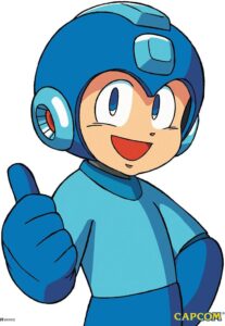 laminated mega man thumbs up video game video gamer classic retro vintage 90s gaming megaman capcom legacy collection megaman 11 mega man x dr wily poster dry erase wall art 16x24