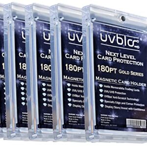 UVBLOC One Touch Card Holder 180pt (5 Pack) Magnetic Baseball Jersey Patch Protectors Sleeves Cases for Trading Sports Cards